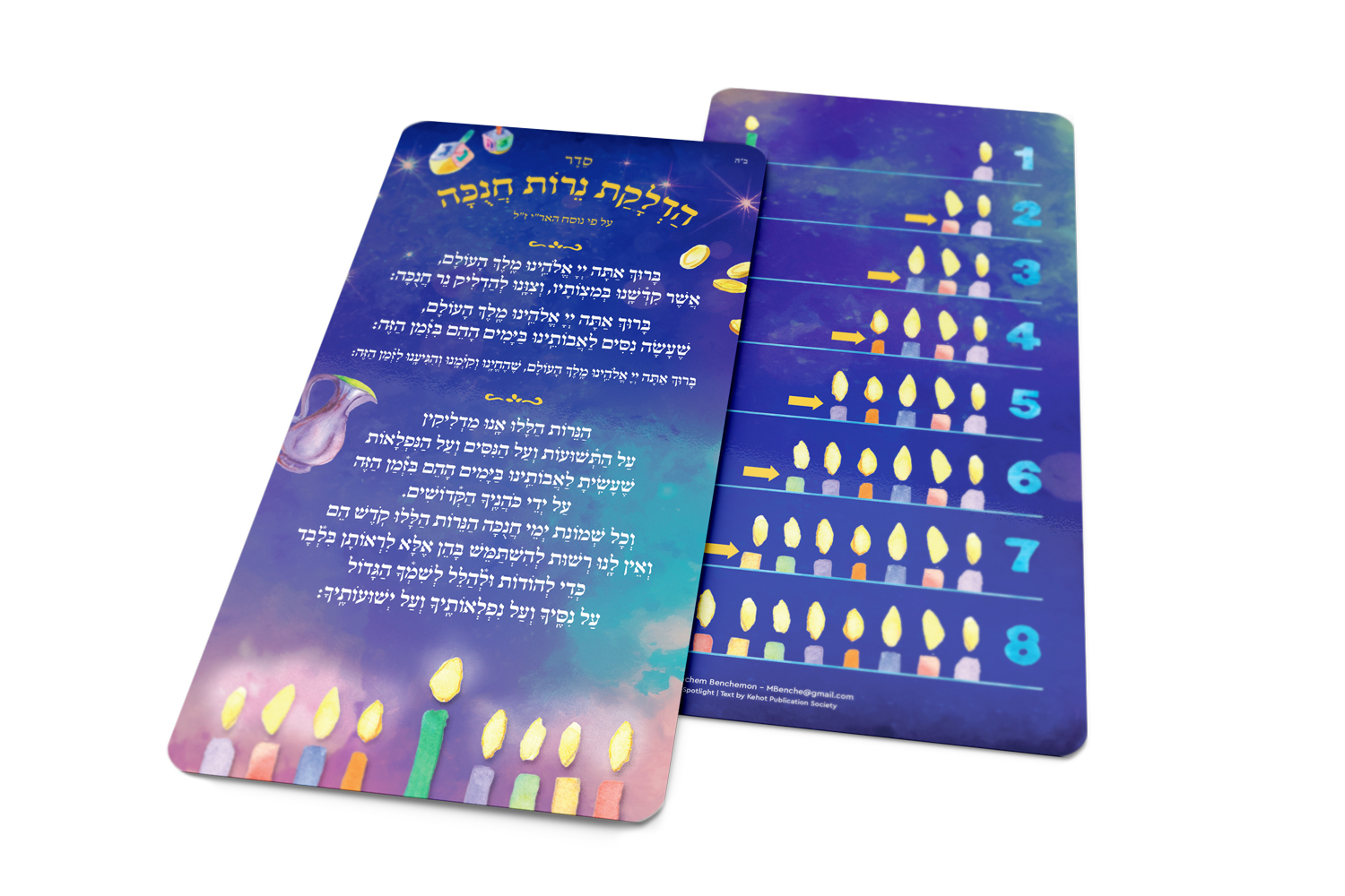 Seder Hadlakat Nerot Chanukah - Laminated Chanukah Card-store ...